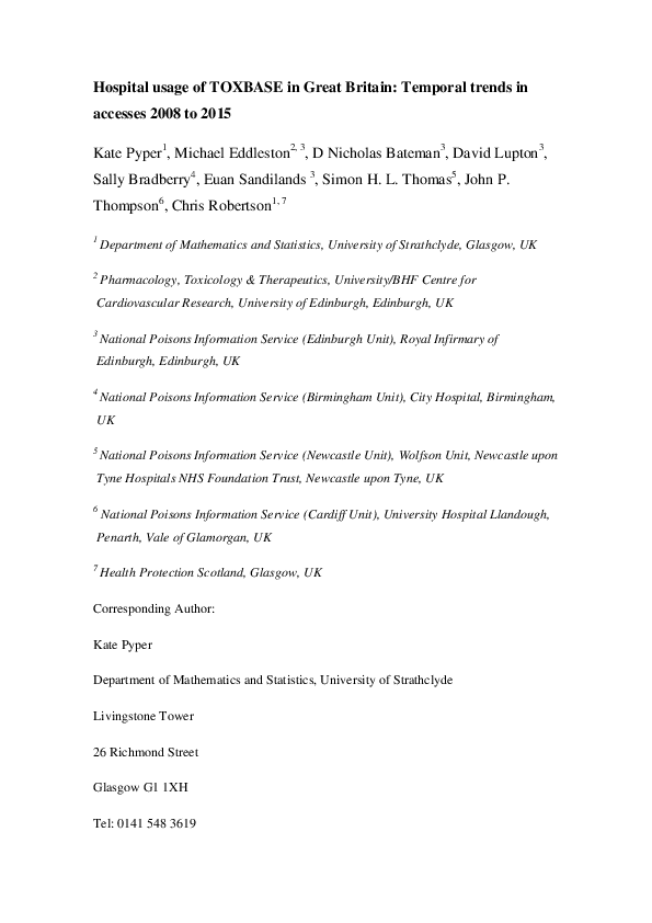 (PDF) Hospital usage of TOXBASE in Great Britain: Temporal trends in ...