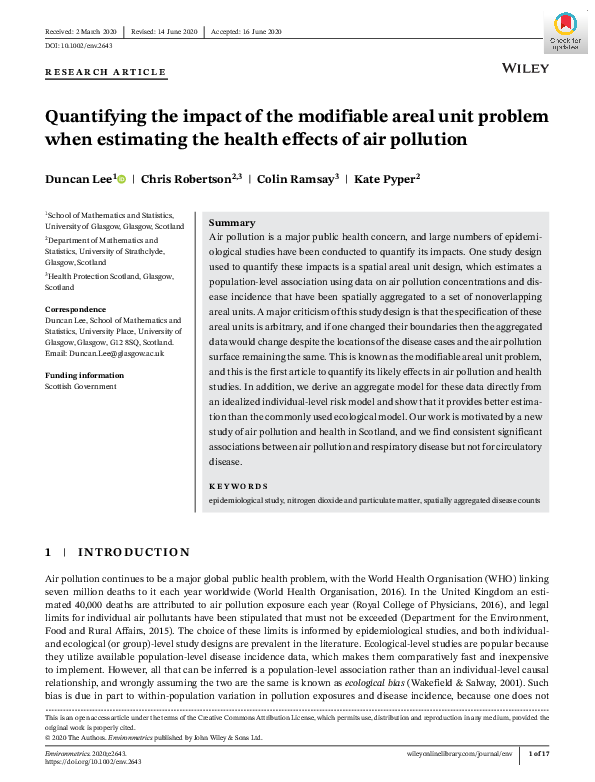 (PDF) Quantifying the impact of the modifiable areal unit problem when estimating the health ...
