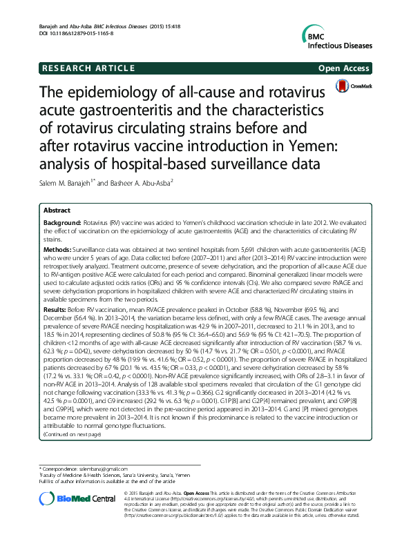 (PDF) The epidemiology of all-cause and rotavirus acute gastroenteritis ...