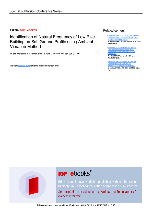 (PDF) Identification of Natural Frequency of Low Rise Building on Soft Ground Profile using ...