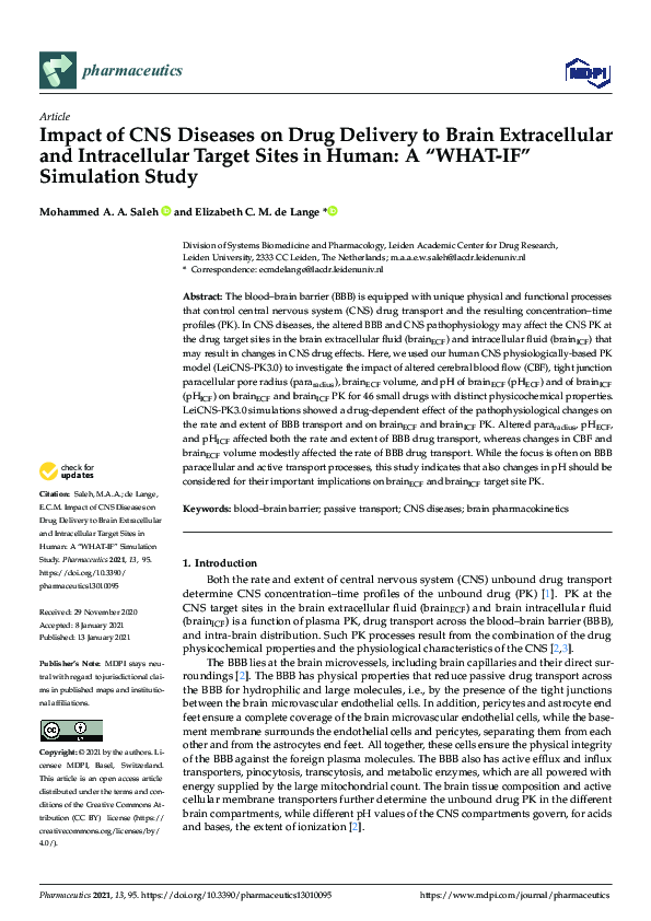 (PDF) Impact of CNS Diseases on Drug Delivery to Brain Extracellular ...