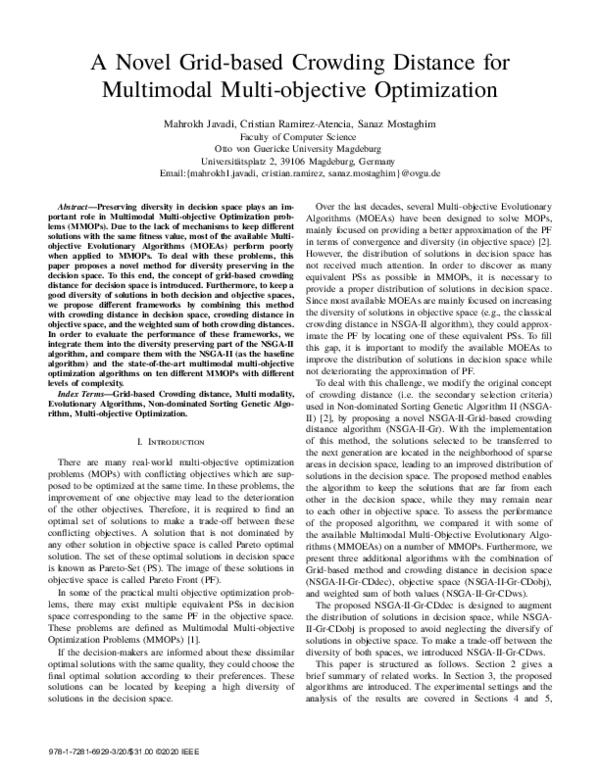 Pdf A Novel Grid Based Crowding Distance For Multimodal Multi Objective Optimization