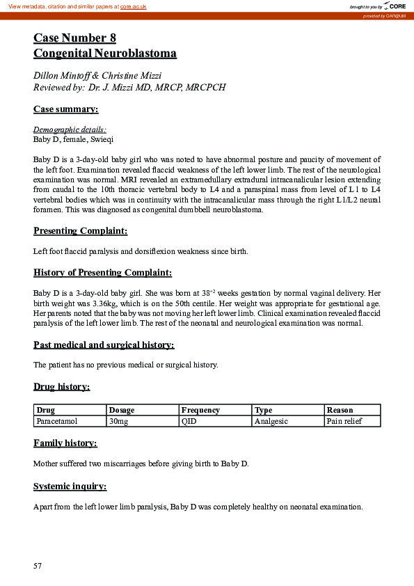 (PDF) Case Number 8 Congenital Neuroblastoma