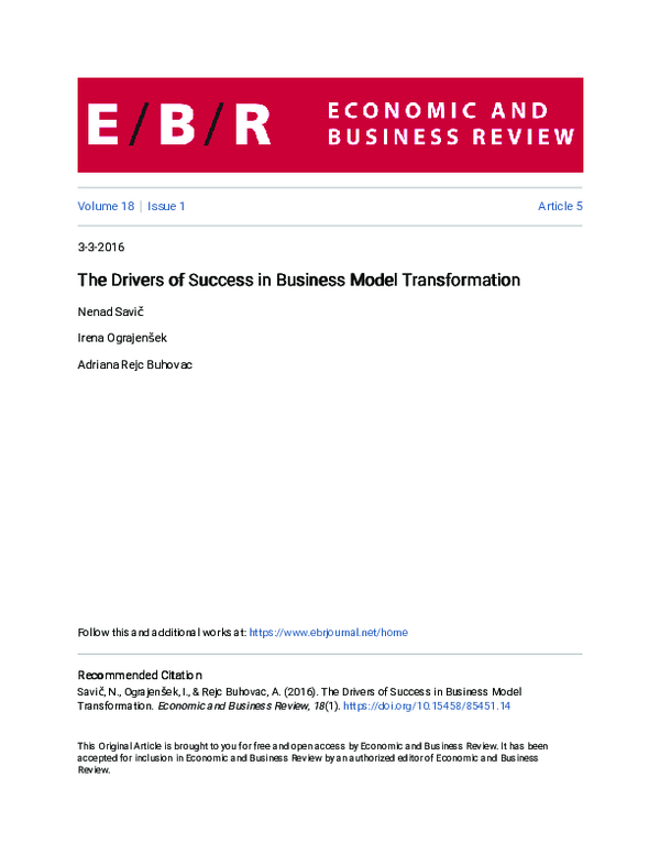 (PDF) The Drivers of Success in Business Model Transformation