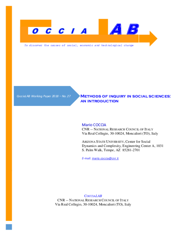 (PDF) Methods of Inquiry in Social Sciences: An Introduction