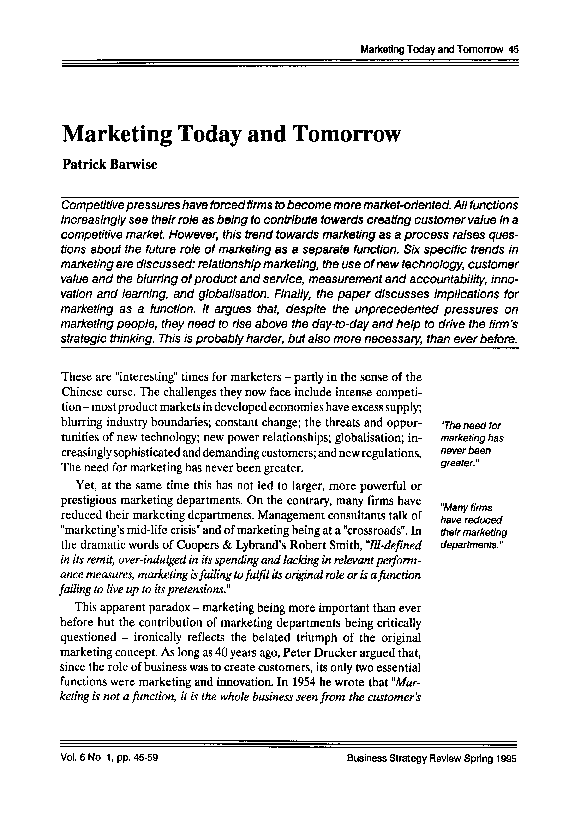 (PDF) Marketing Today and Tomorrow | Patrick Barwise - Academia.edu