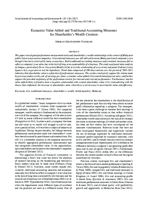 (PDF) Economic Value Added and Traditional Accounting Measures for ...