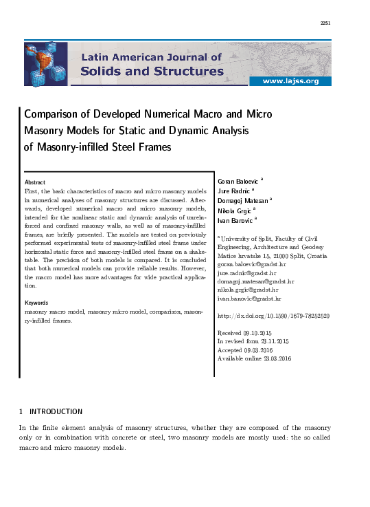 (PDF) Comparison of Developed Numerical Macro and Micro Masonry Models for Static and Dynamic ...