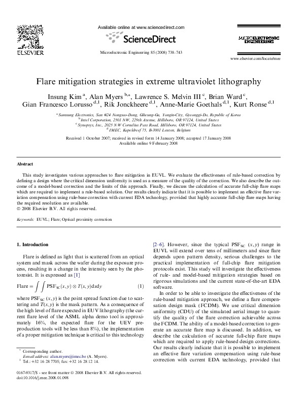 (PDF) Flare mitigation strategies in extreme ultraviolet lithography