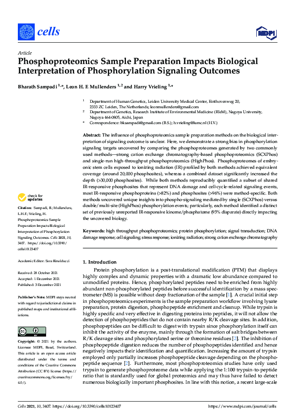 (PDF) Phosphoproteomics Sample Preparation Impacts Biological Interpretation of Phosphorylation ...