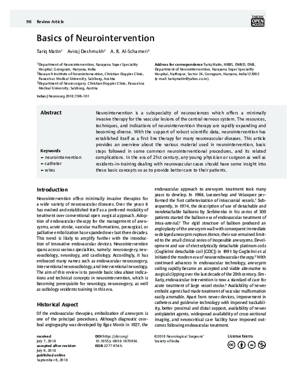 (PDF) Basics of Neurointervention