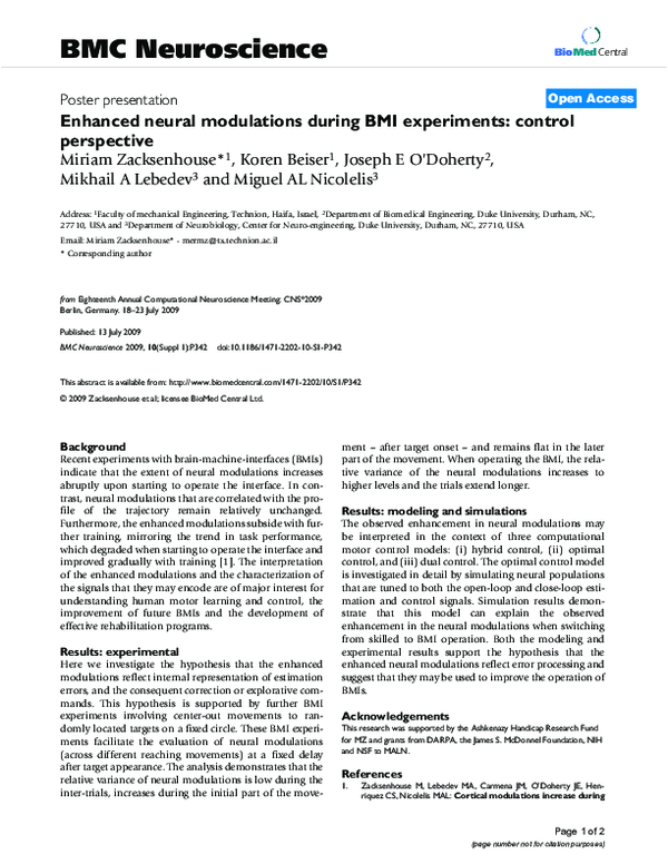(PDF) Enhanced neural modulations during BMI experiments reflecting sensorimotor learning ...
