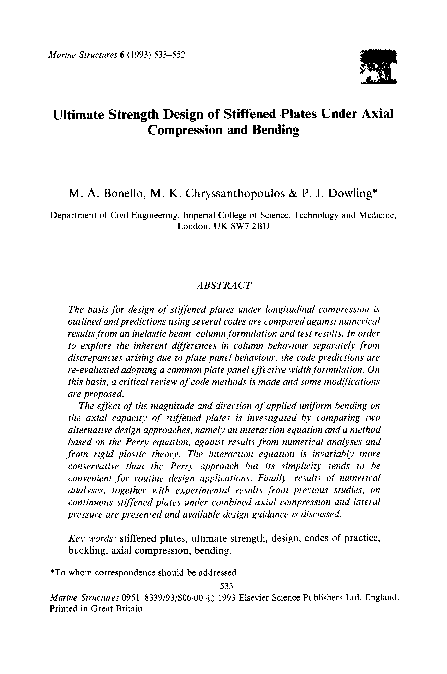 (PDF) Ultimate strength design of stiffened plates under axial ...