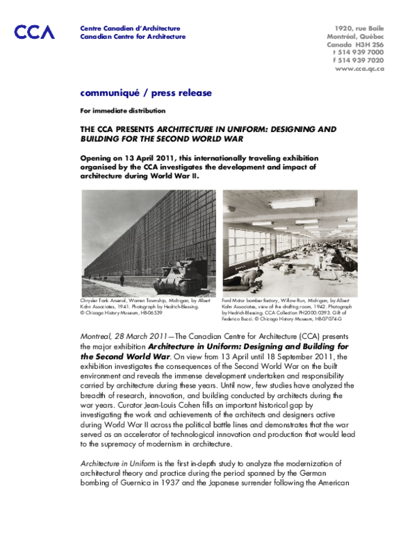 (PDF) Architecture in Uniform: Designing and Building for the Second ...