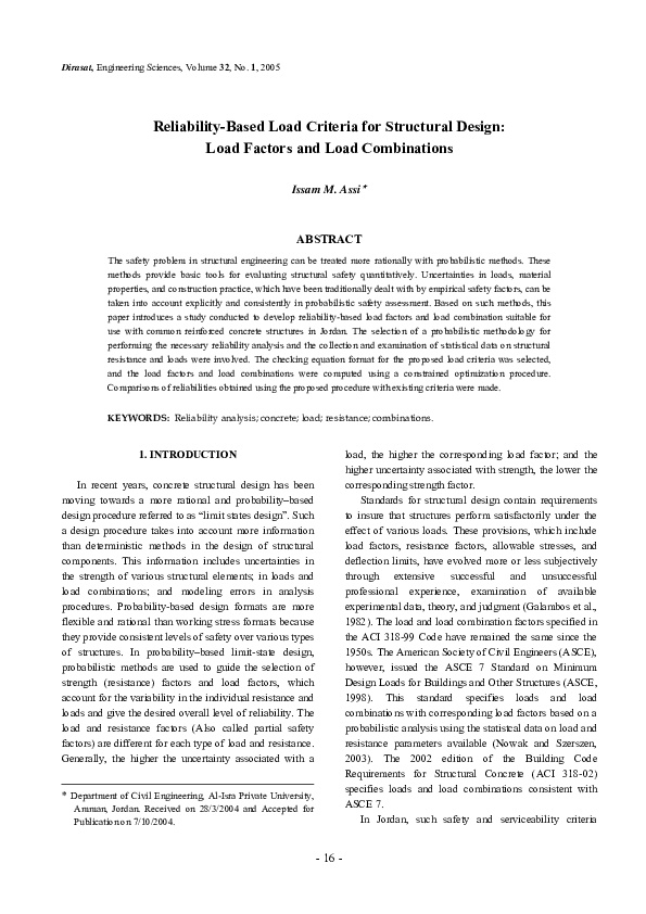 (PDF) Reliability-Based Load Criteria for Structural Design: Load ...