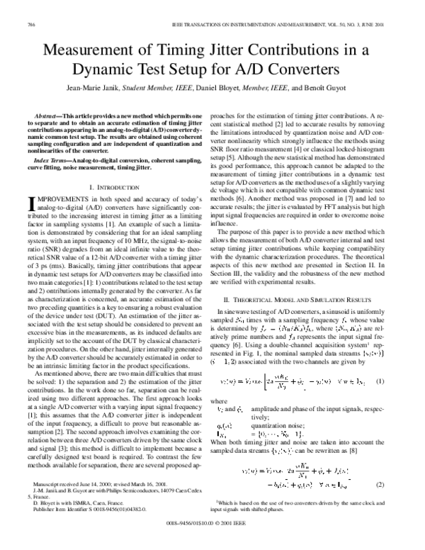 (PDF) Measurement of timing jitter contributions in a dynamic test ...