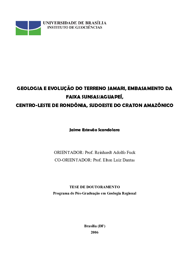 (PDF) Geologia e evolução do terreno Jamari, embasamento da faixa ...