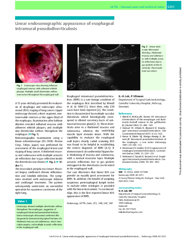 (PDF) Linear endosonographic appearance of esophageal intramural ...