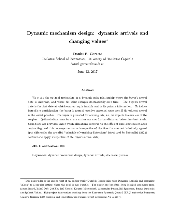(PDF) Dynamic Mechanism Design