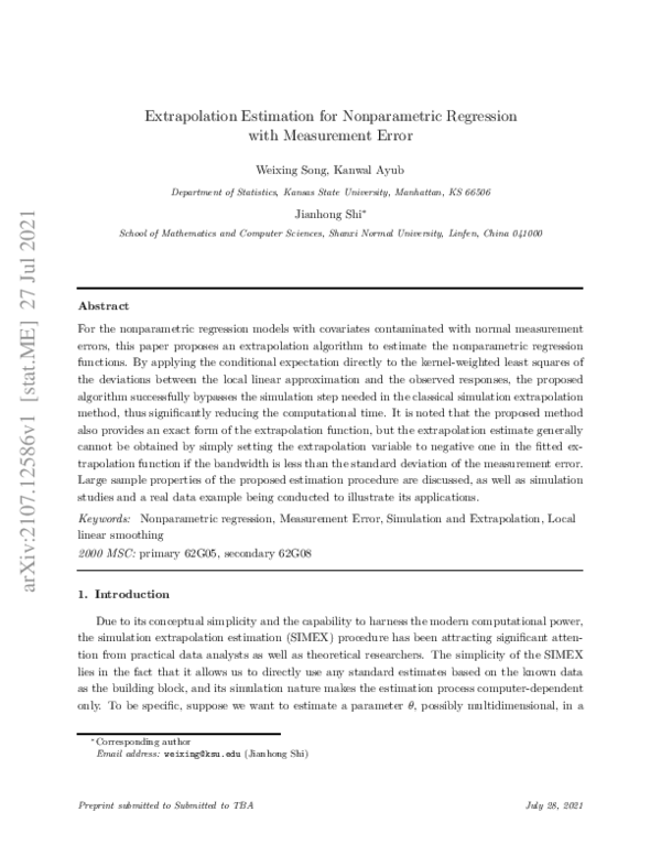Pdf Extrapolation Estimation For Nonparametric Regression With