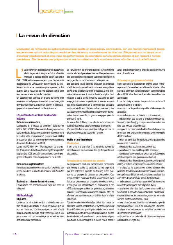 (PDF) La revue de direction