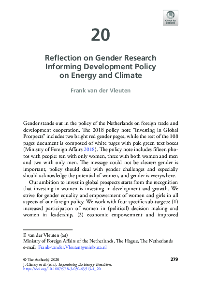 (PDF) Reflection on Gender Research Informing Development Policy on ...