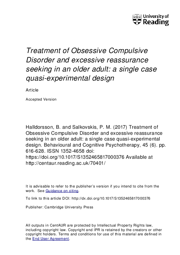 (PDF) Treatment of obsessive compulsive-disorder and obsessive ...