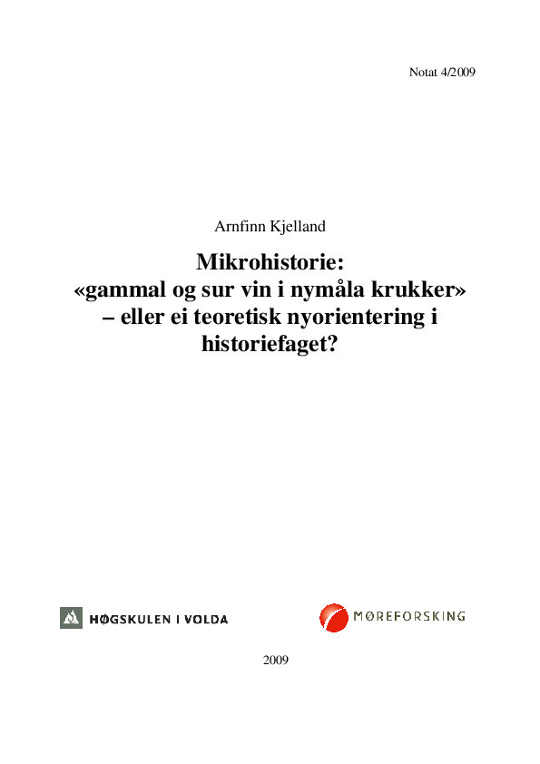 (PDF) Mikrohistorie: «gammal og sur vin i nymåla krukker» - eller ei ...