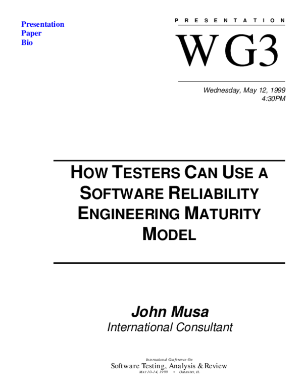 (PDF) How Testers Can Use a Software Reliability Engineering Maturity Model