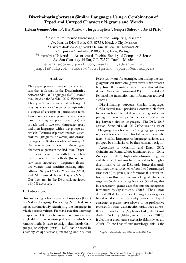 Pdf Discriminating Between Similar Languages Using A Combination Of Typed And Untyped