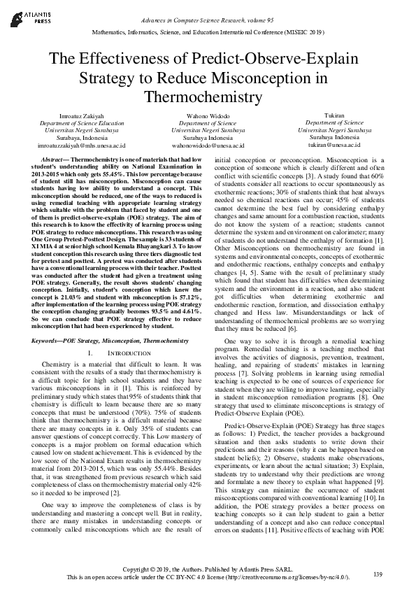 (PDF) The Effectiveness of Predict-Observe-Explain Strategy to Reduce Misconception in ...