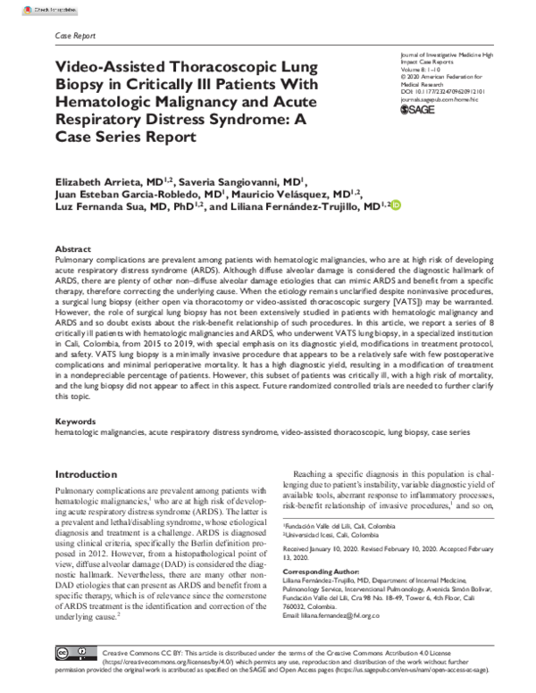 (PDF) Video-Assisted Thoracoscopic Lung Biopsy in Critically Ill ...