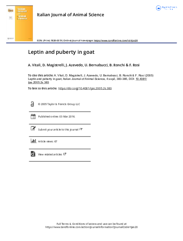 (PDF) Leptin and puberty in goat