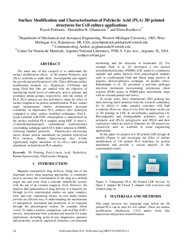 (PDF) Surface Modification and Characterization of Polylactic Acid (PLA ...