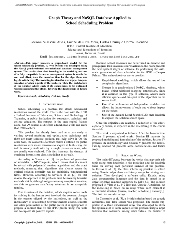 (PDF) Graph Theory and NoSQL Database Applied to School Scheduling Problem