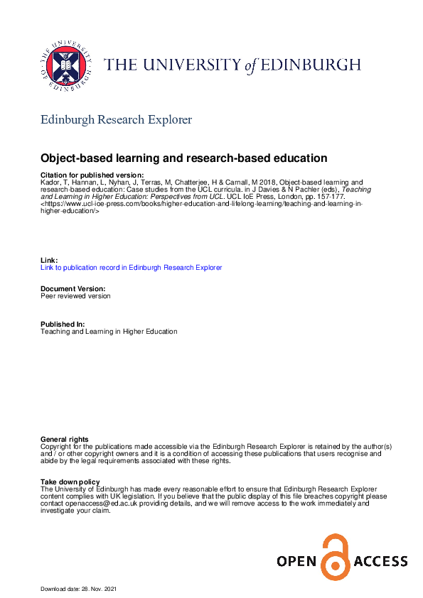 (PDF) Object-based learning and research-based education: Case studies ...
