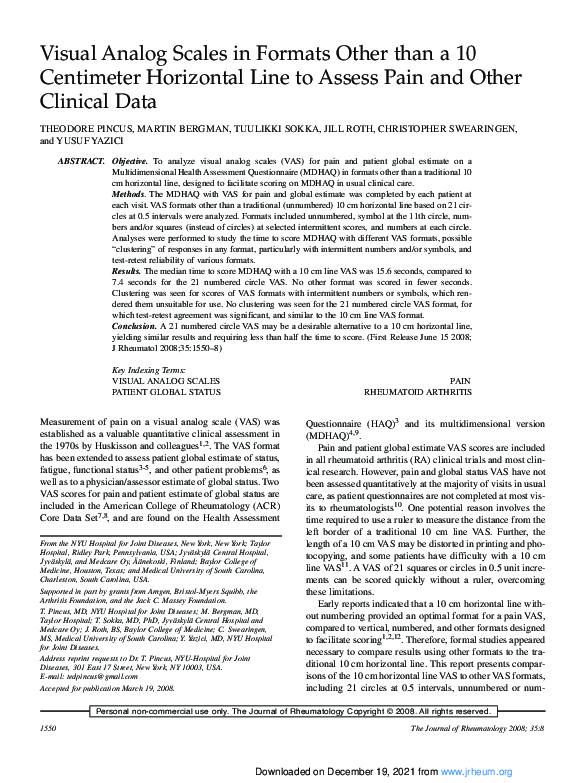 (PDF) Visual analog scales in formats other than a 10 centimeter ...