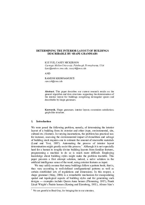 (PDF) Determining the Interior Layout of Buildings Describable by Shape ...