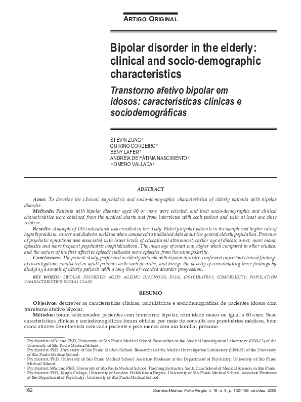 (PDF) Bipolar disorder in the elderly: clinical and socio-demographic ...