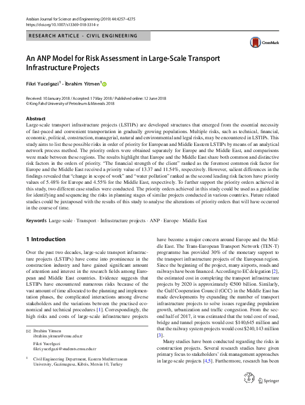 (PDF) An ANP Model for Risk Assessment in Large-Scale Transport ...