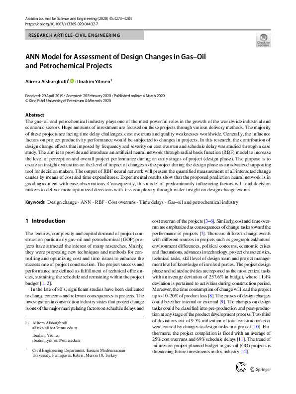 (PDF) ANN Model for Assessment of Design Changes in Gas–Oil and ...