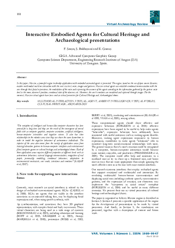 (PDF) Interactive Embodied Agents for Cultural Heritage and ...