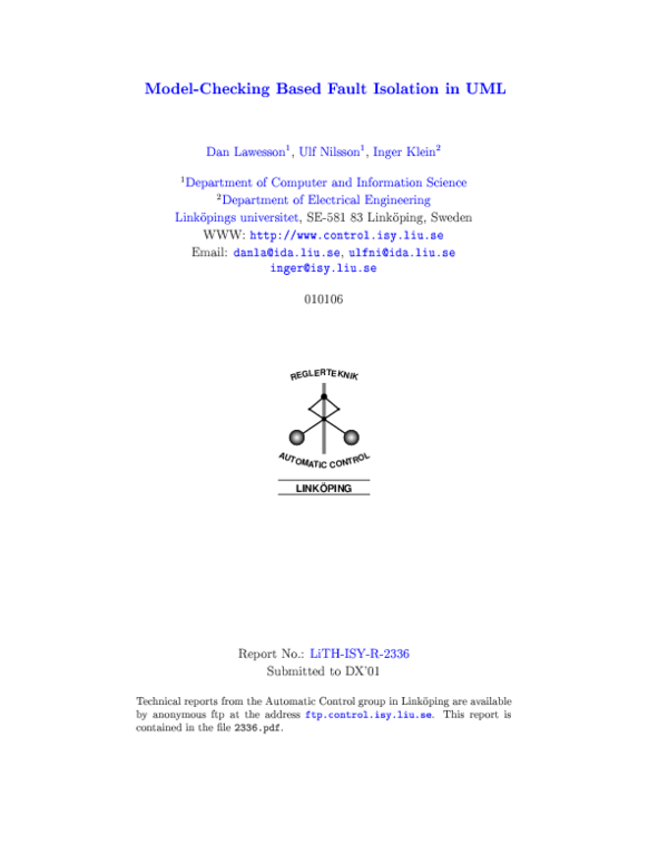 (PDF) Model-Checking Based Fault Isolation in UML (PDF) Model-Checking Based Fault Isolation in UML