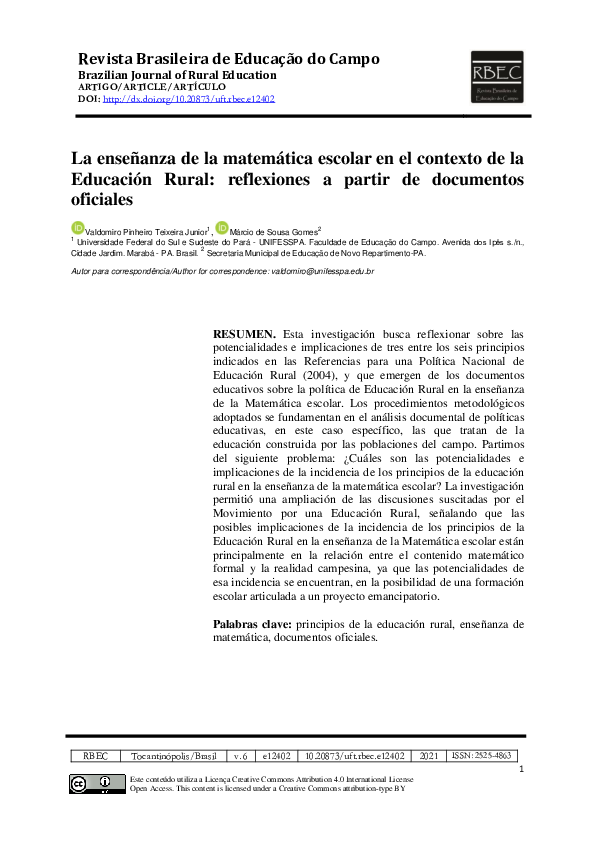 (PDF) The teaching of school mathematics in the context of Countryside ...