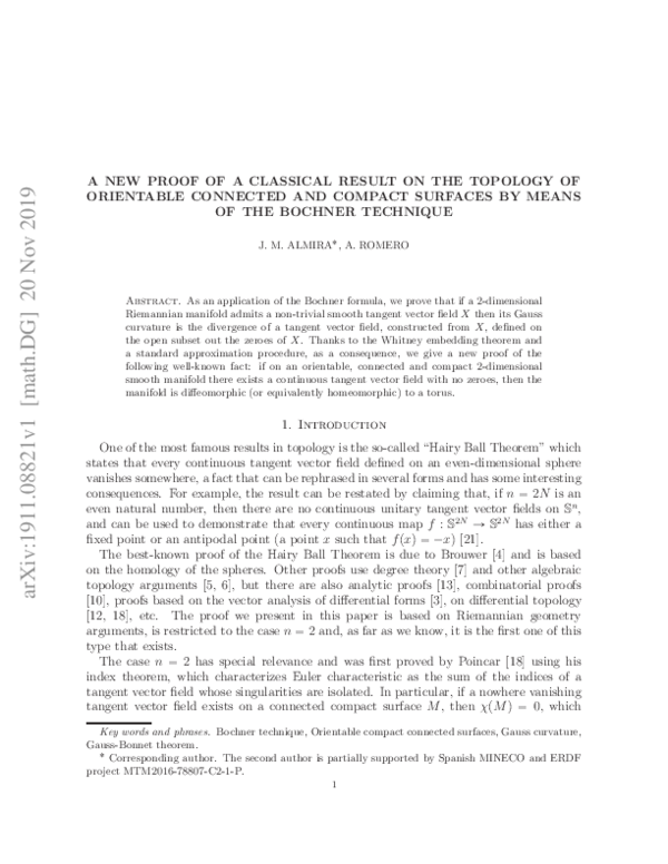 (PDF) A new proof of a classical result on the topology of orientable ...