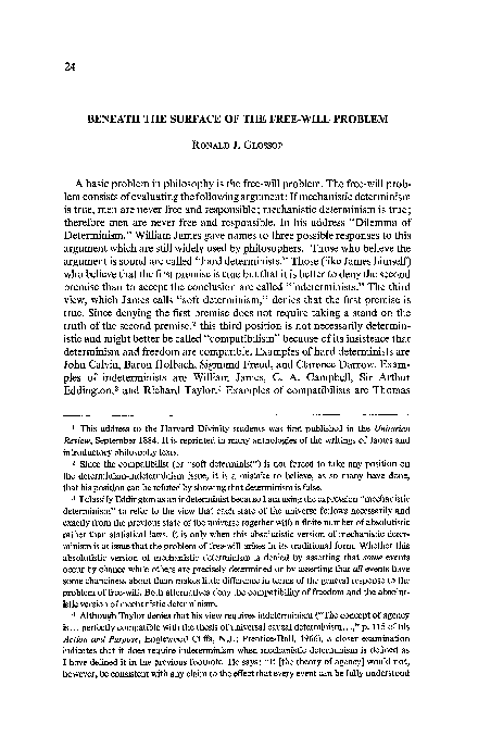 (PDF) Beneath the surface of the free-will problem