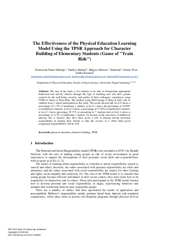 (PDF) The Effectiveness of the Physical Education Learning Model Using ...