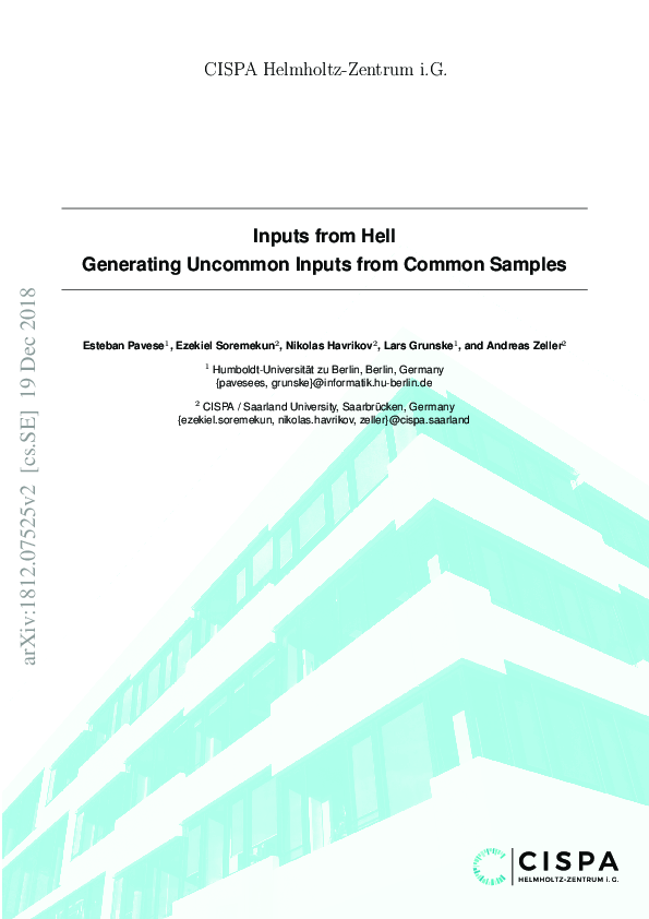 (PDF) Inputs from Hell: Generating Uncommon Inputs from Common Samples