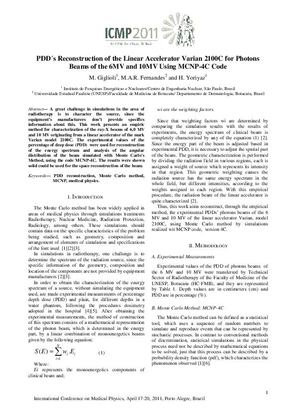 (PDF) PDD ́s Reconstruction of the Linear Accelerator Varian 2100C for ...