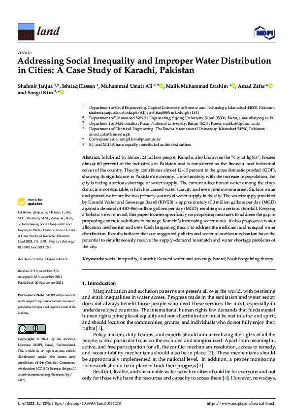 (PDF) Addressing Social Inequality and Improper Water Distribution in ...